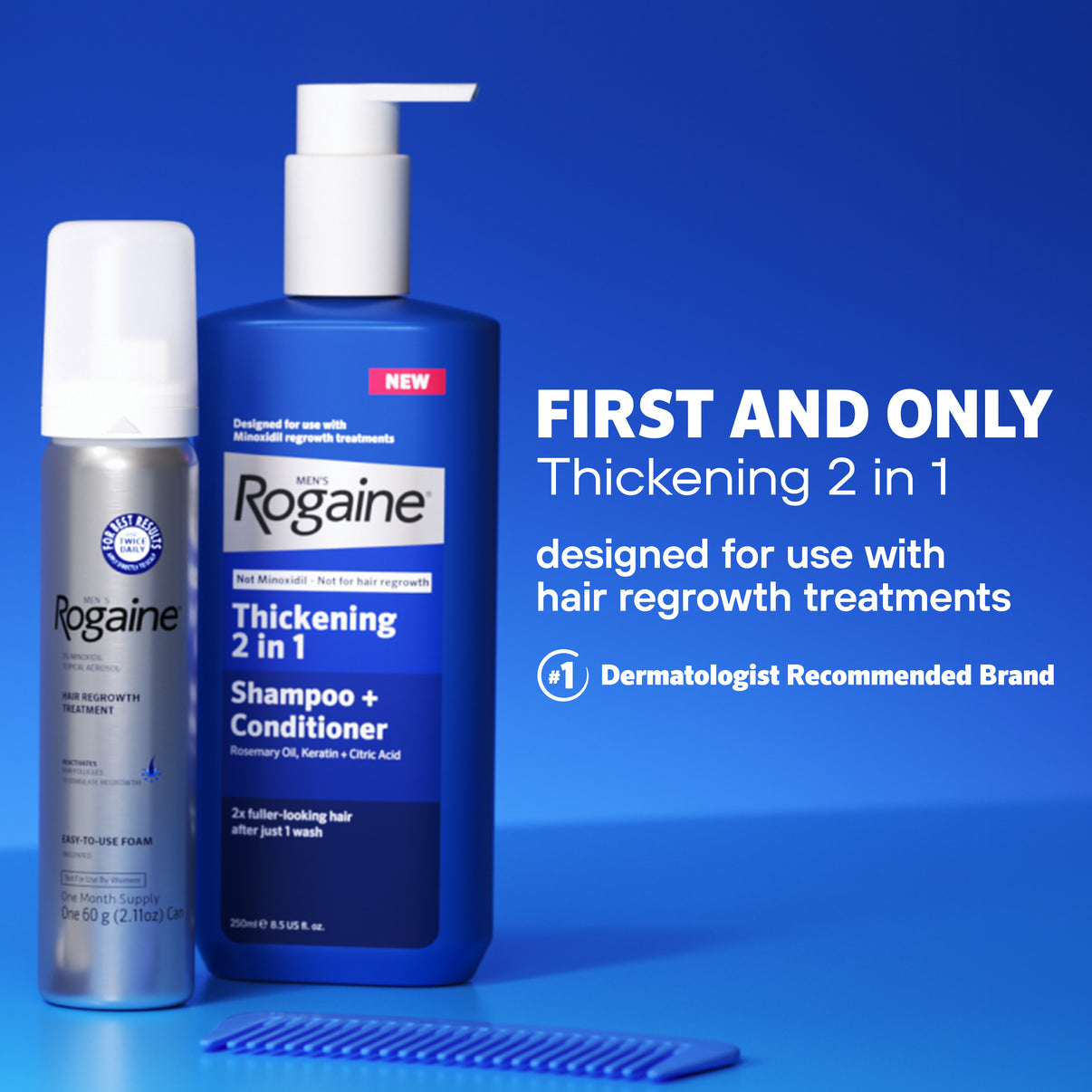 Men’s Rogaine 2-in-1 Thickening Shampoo & Conditioner, No Minoxidil ...