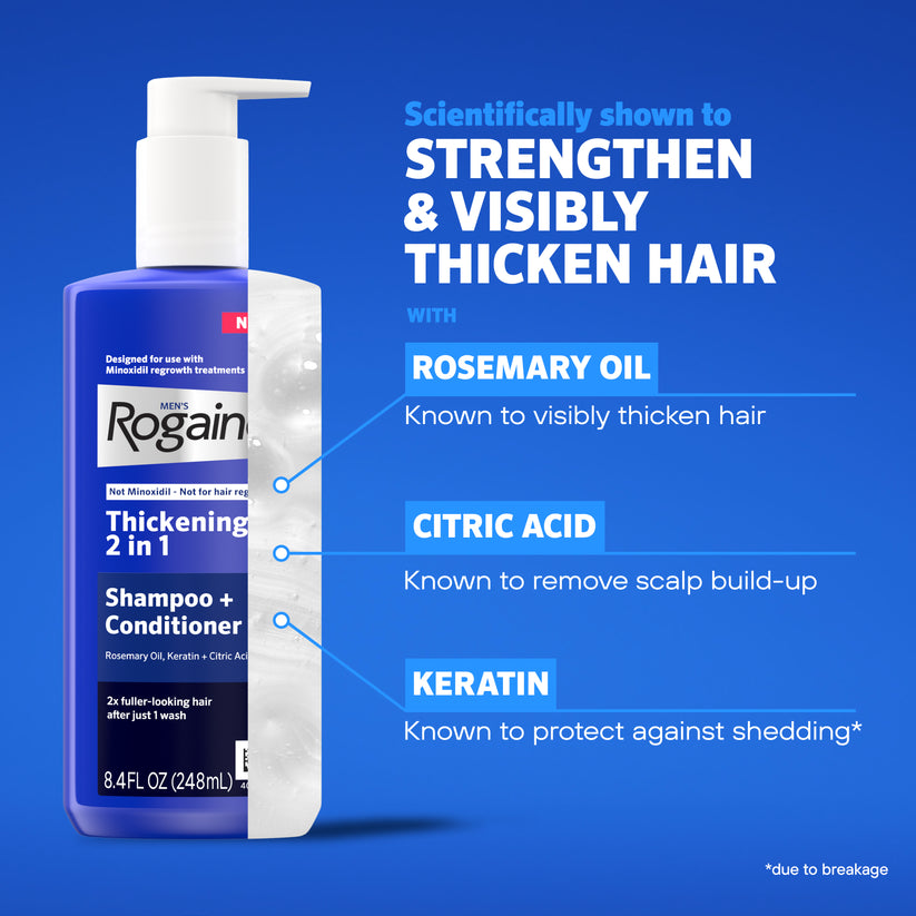 Men’s Rogaine 2-in-1 Thickening Shampoo & Conditioner, No Minoxidil ...