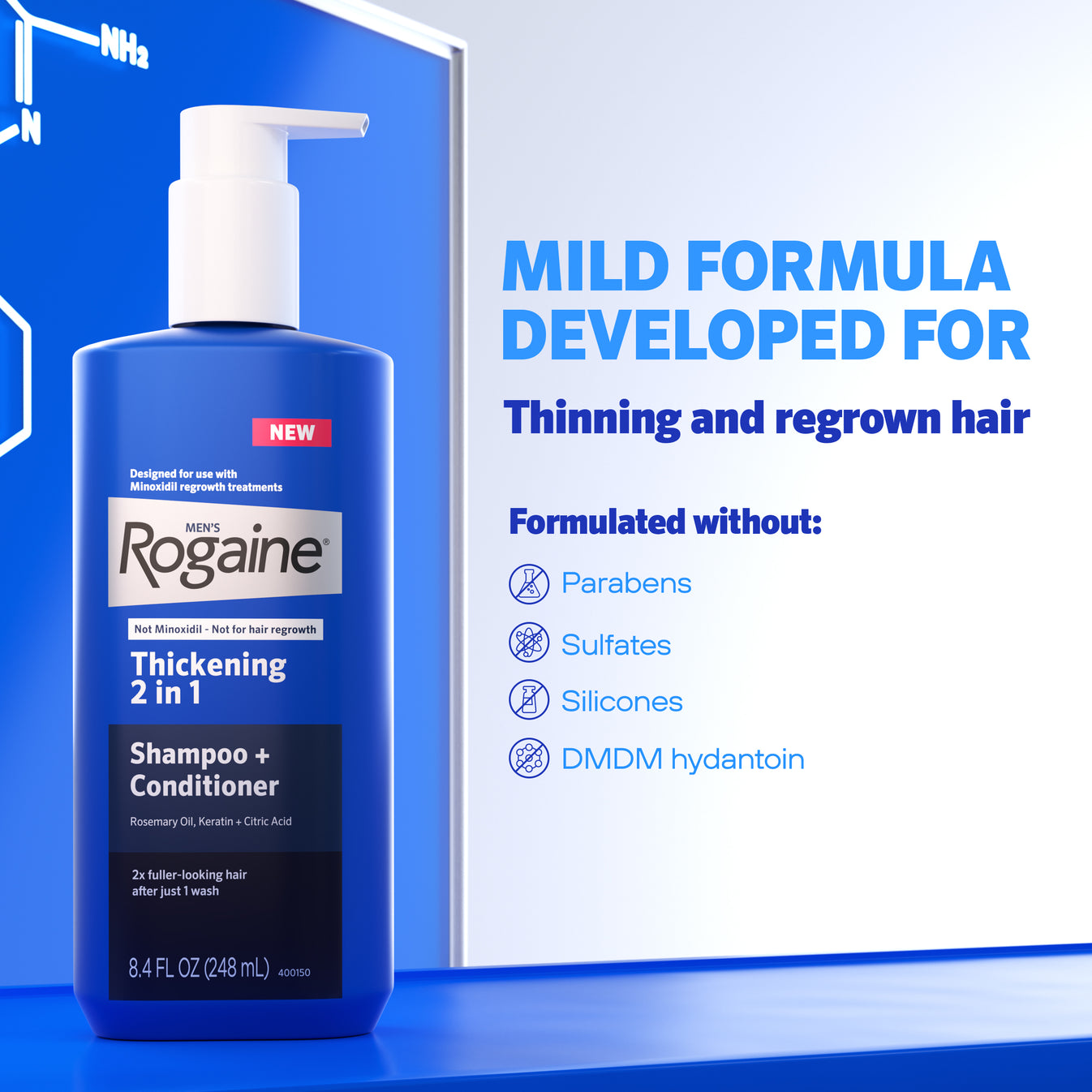 Men’s Rogaine 2-in-1 Thickening Shampoo & Conditioner, No Minoxidil ...